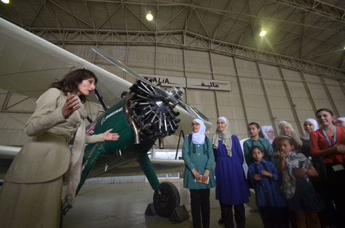 Female pilot recreating pioneering flight across the world stops over ...